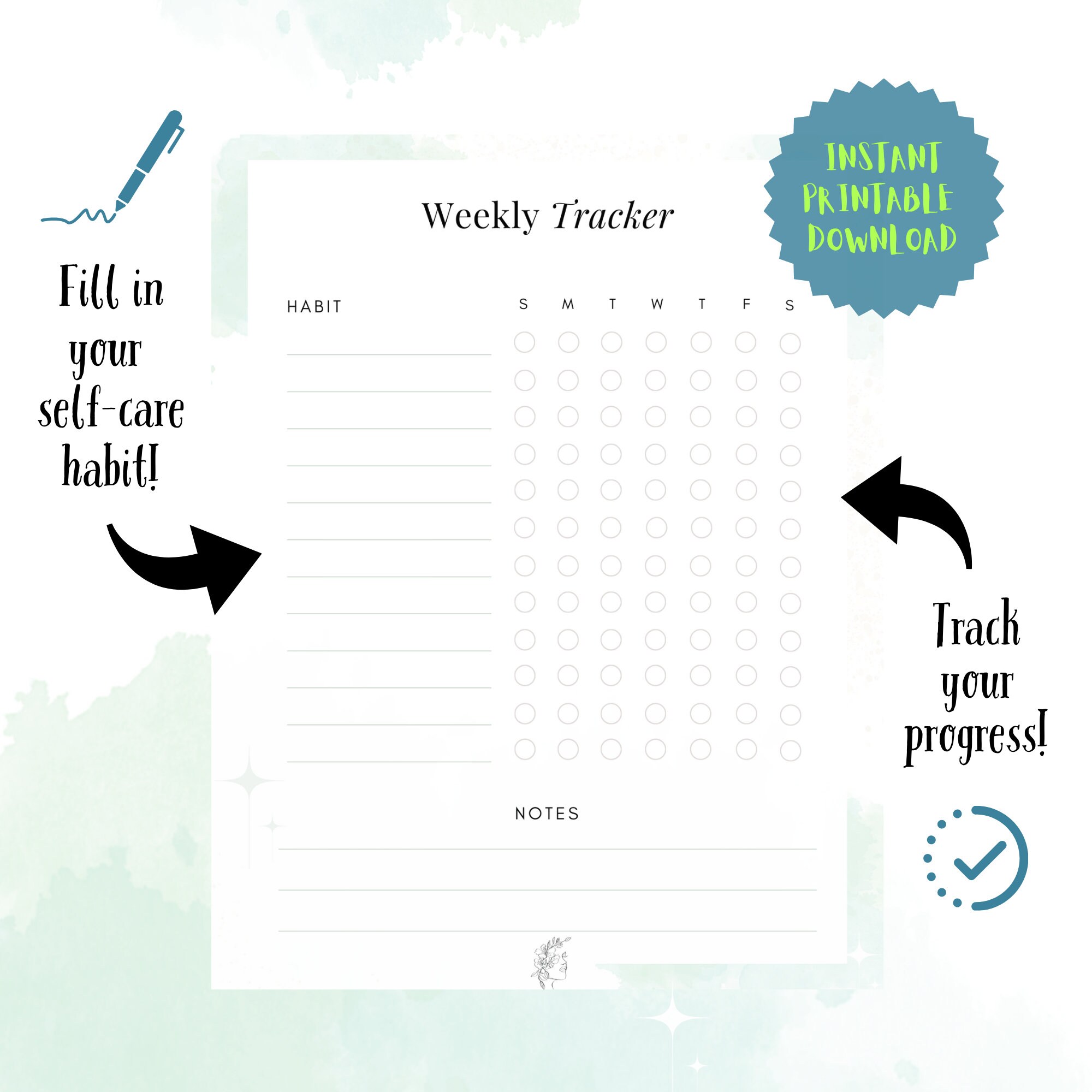 Self-care Printable Trackers, Self-care Planners, Digital Printable PDF ...