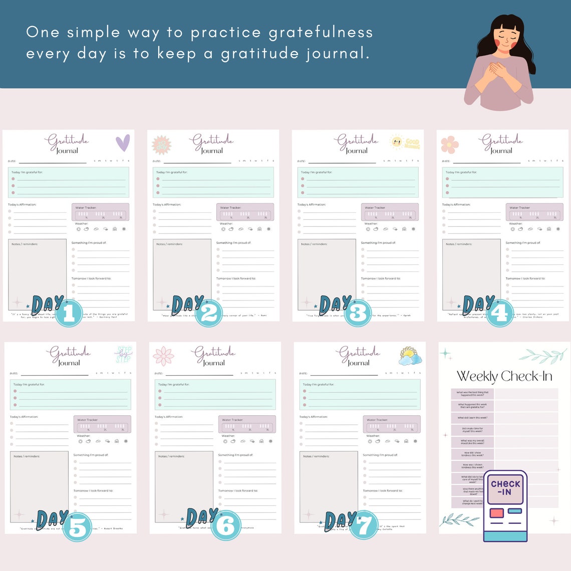 The 28 Days of Gratitude Journal Gratitude Templates Micro - Etsy Canada