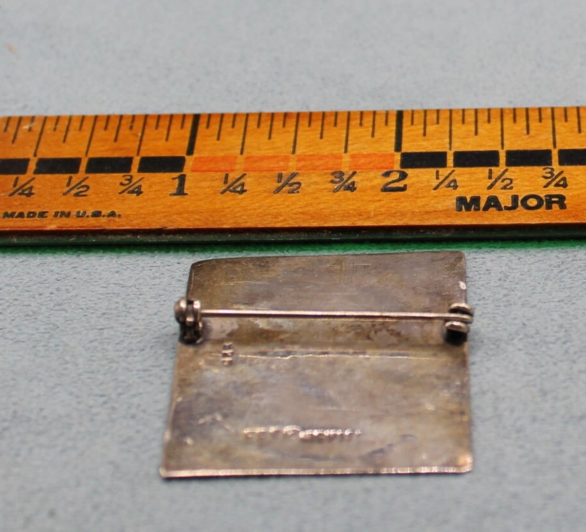 Sterling Silver 1 1/4" Square Baby Pin Has Diaper Pin, Bottle, Alphabet ...