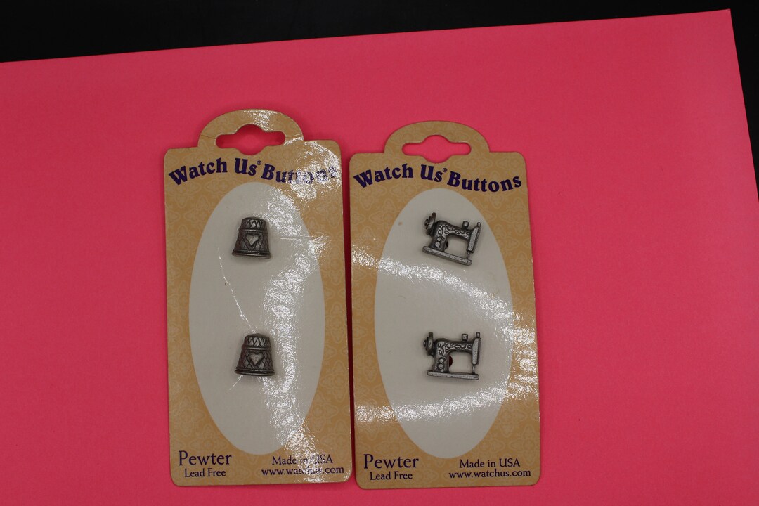 Decorative Pewter Buttons, Sewing Theme, Lead Free Pewter Thimbles and ...