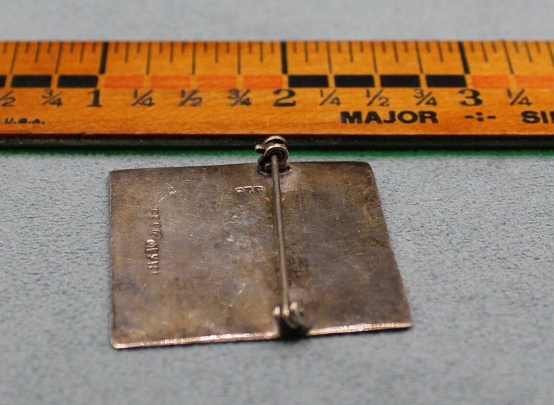 Sterling Silver 1 1/4" Square Baby Pin Has Diaper Pin, Bottle, Alphabet ...