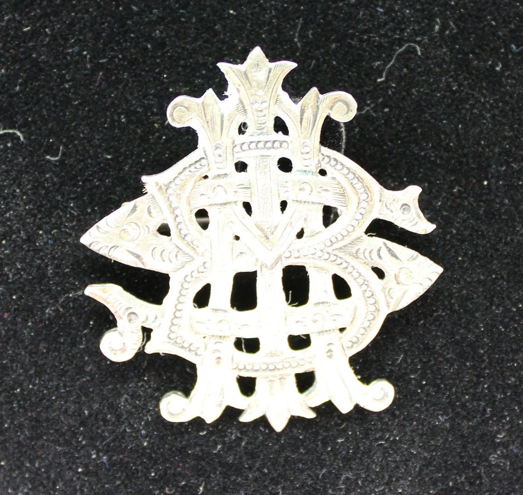 Vintage Antique Silver Monogram Brooch/pin - Etsy