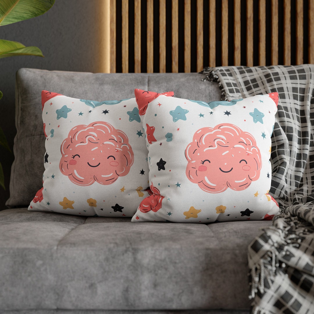 Kawaii-style Brain Pillow Cover, Gift for Scientist, Gift for Doctors ...