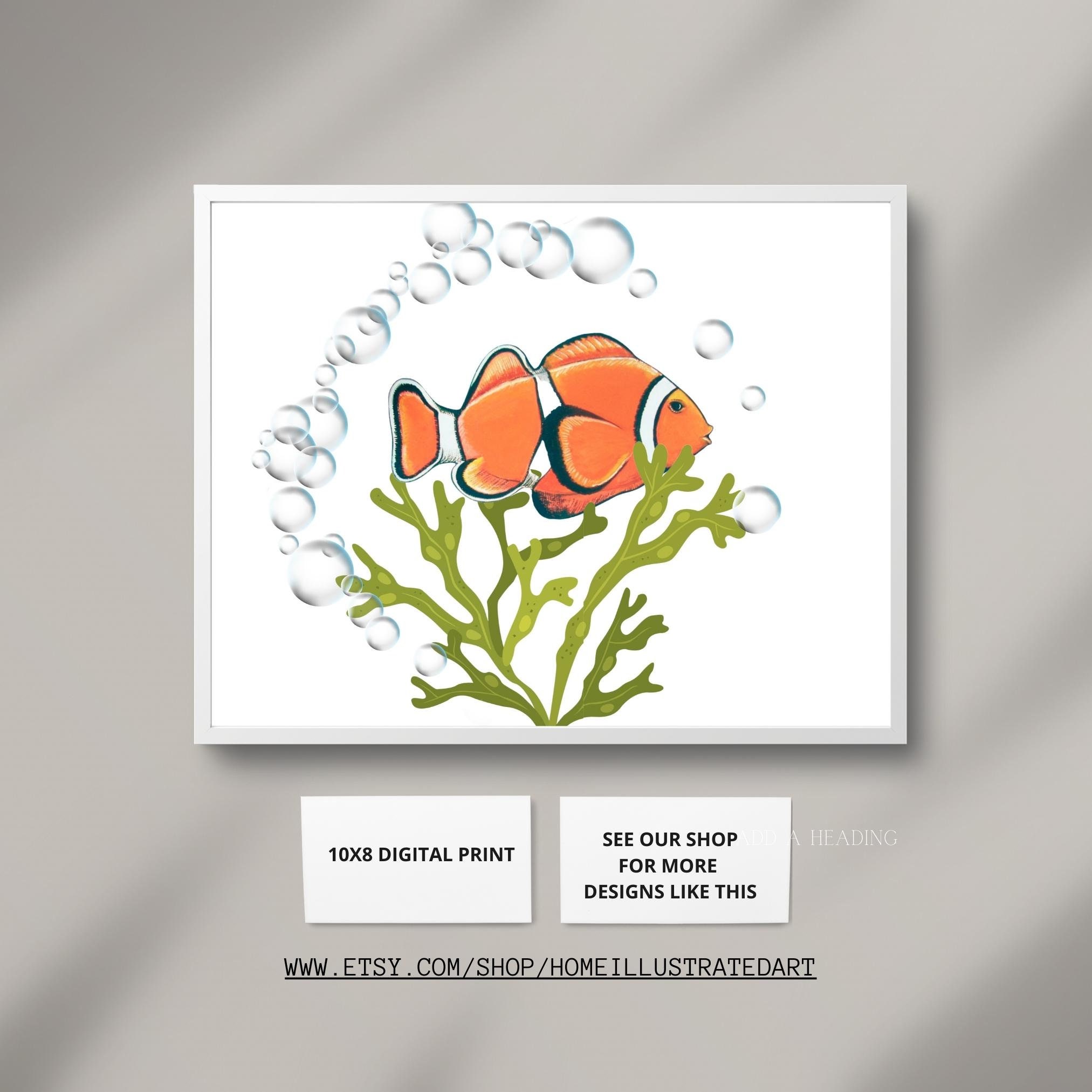 Bubbles Clownfish Print, Bubbles Instant Download Signs, Orange Poster ...
