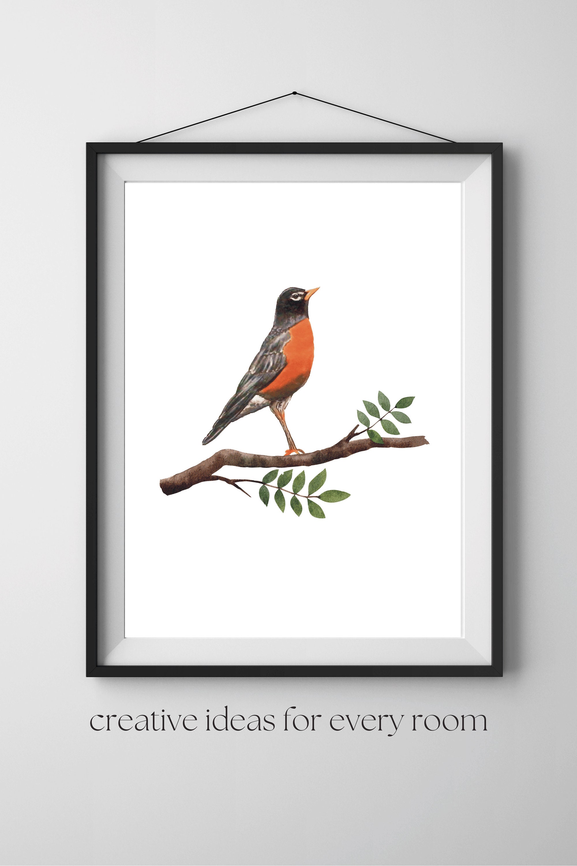 Bird Print, Robin Wall Art, Robin Art Print, Red Robin Wall Art ...