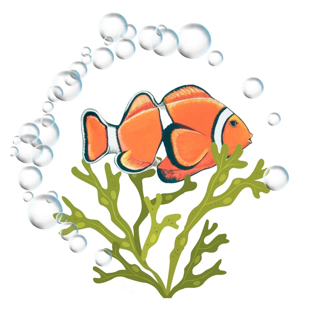 Bubbles Clownfish Print, Bubbles Instant Download Signs, Orange Poster ...