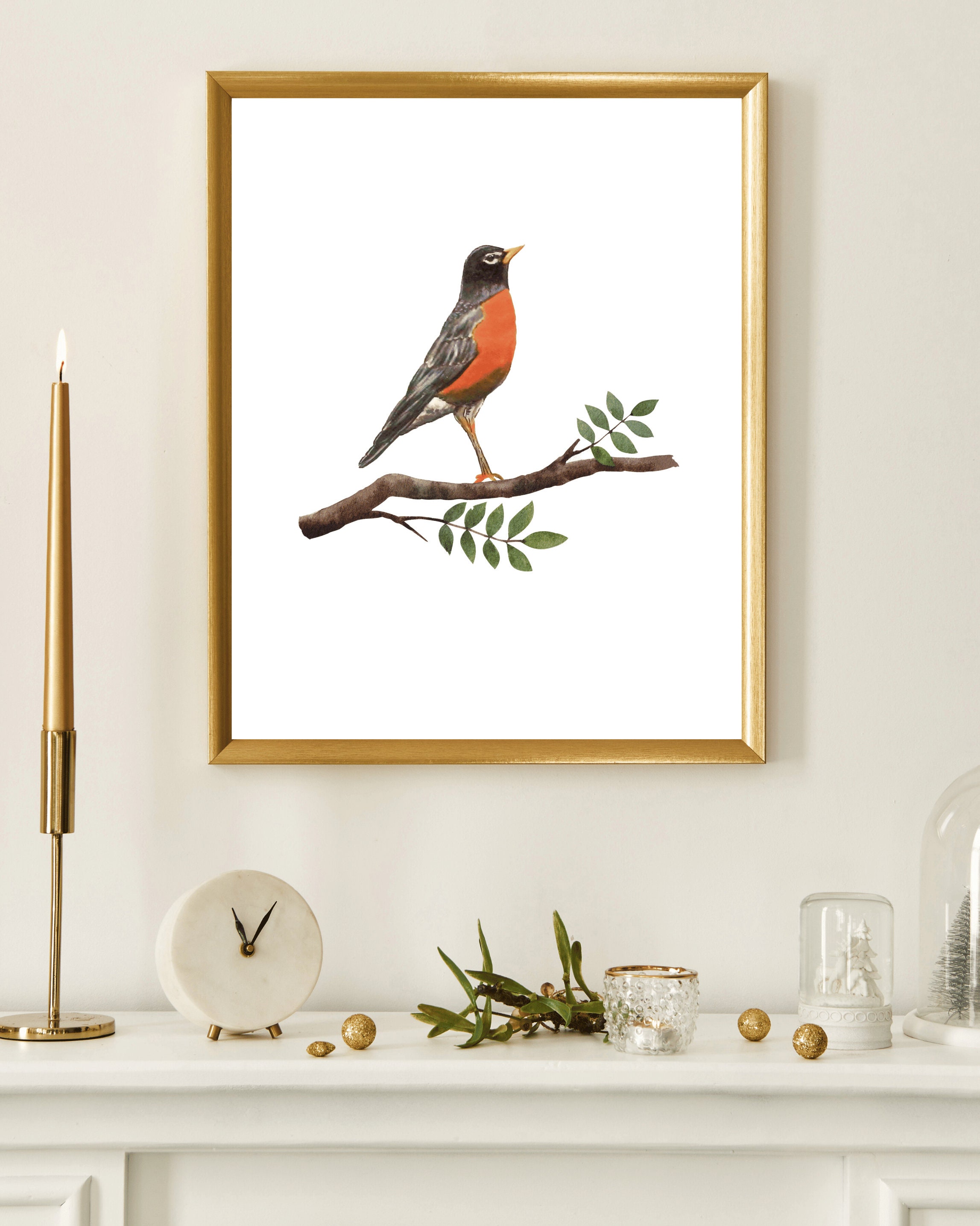 Bird Print, Robin Wall Art, Robin Art Print, Red Robin Wall Art ...