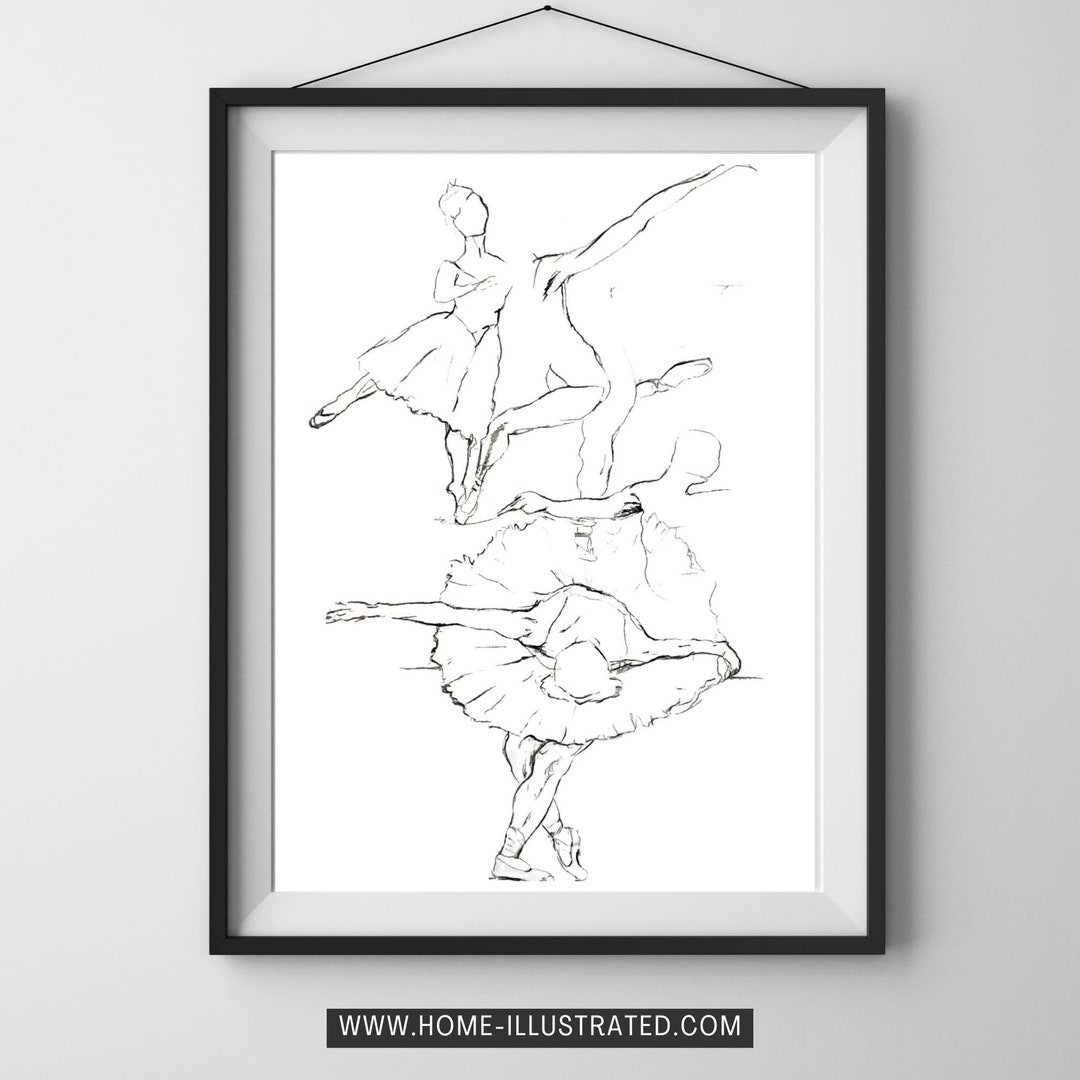 Ballerina Line Art, Instant Download Line Art, Ballet Poster, Ballet ...