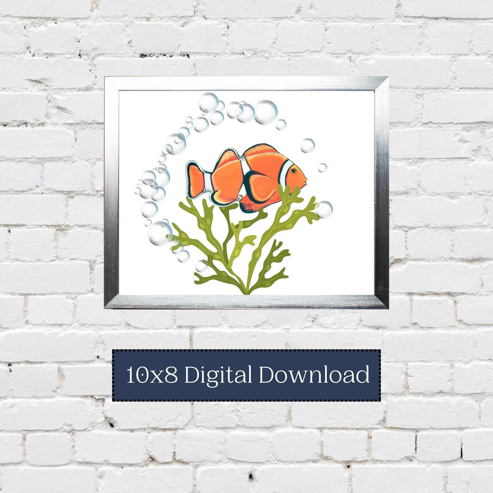 Bubbles Clownfish Print, Bubbles Instant Download Signs, Orange Poster ...