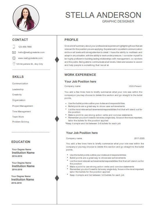 Resume Template for Microsoft Word | Resume Template Instant Download ...