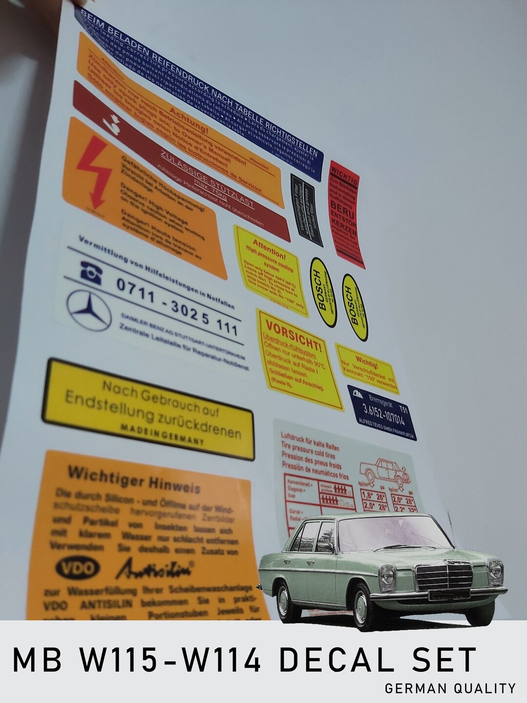 Mercedes - Benz W115 W114 200 230 230.4 200d 230d 250d 280 DECAL ...