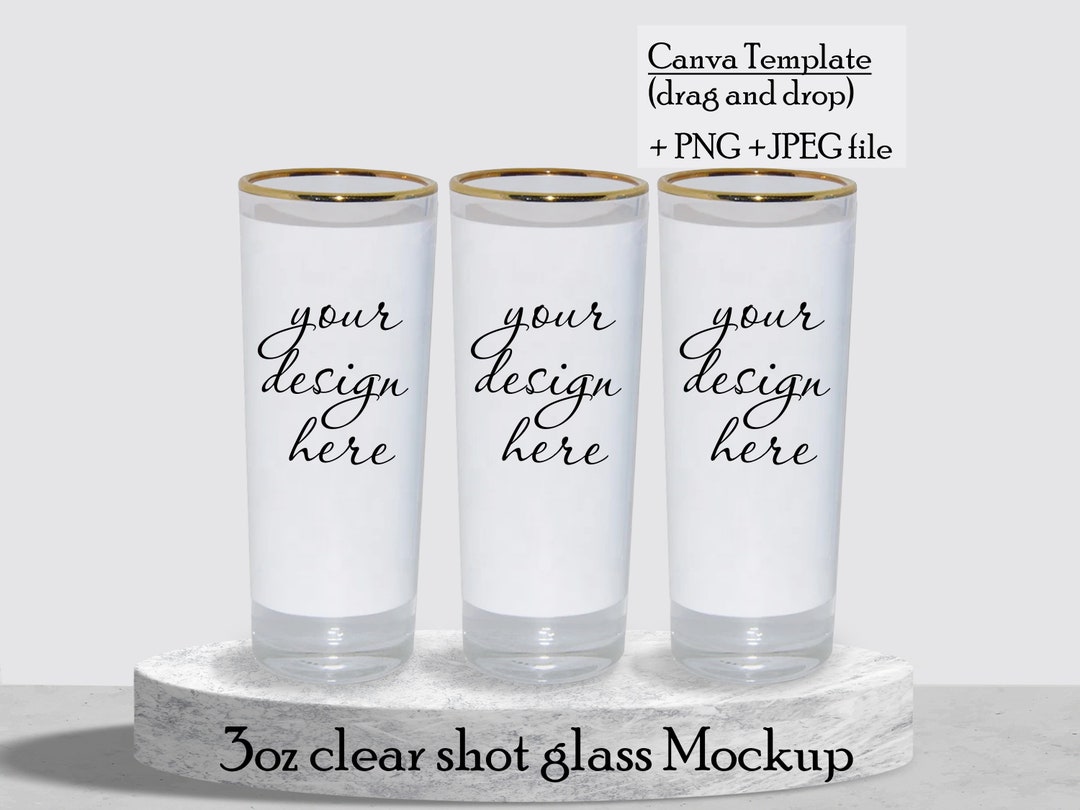 3oz Shot Glass Mockup, Gold Rim, Canva, Png, Jpeg Files, Instant ...