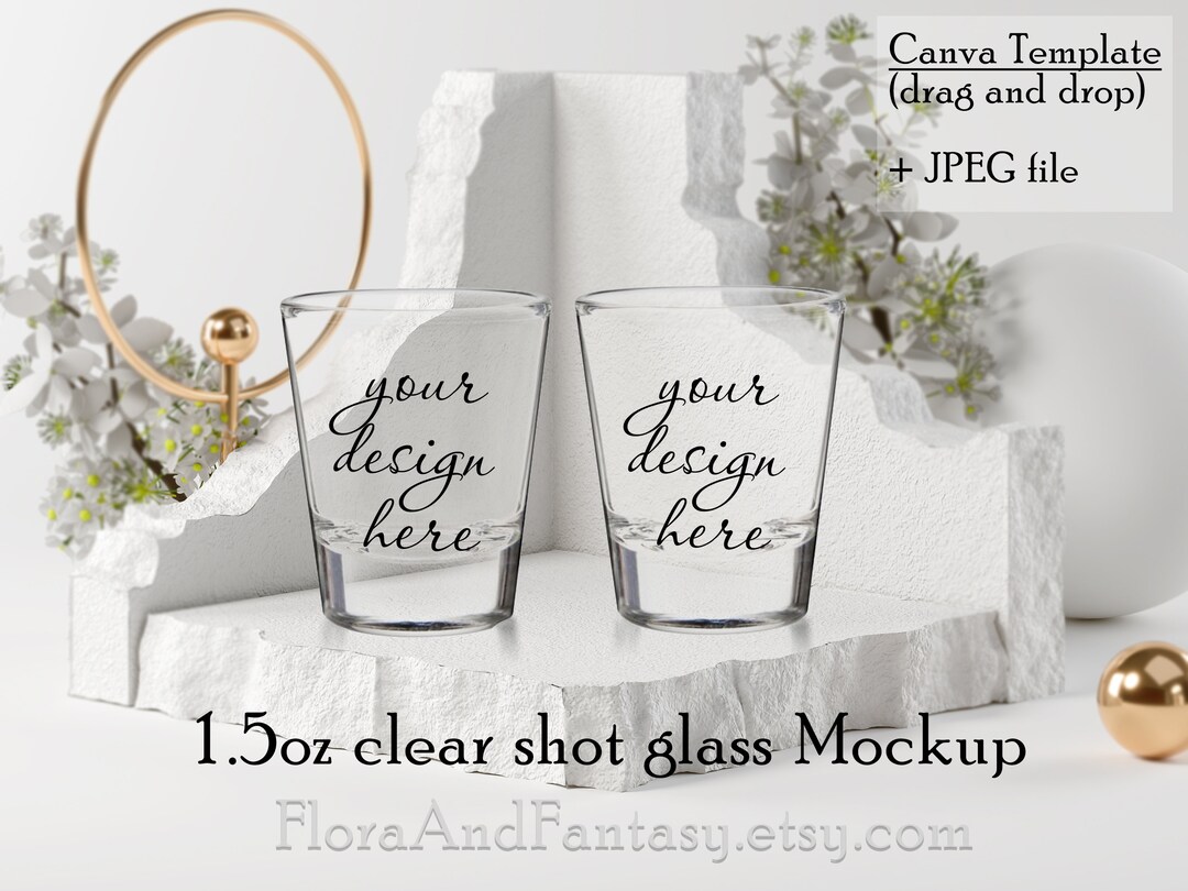 1,5oz Clear Shot Glass Mockup, Canva Template and Jpeg Files, Instant ...