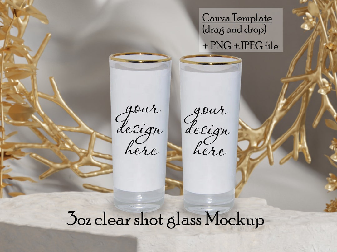 3oz Shot Glass Mockup, Gold Rim, Canva, Png, Jpeg Files, Instant ...
