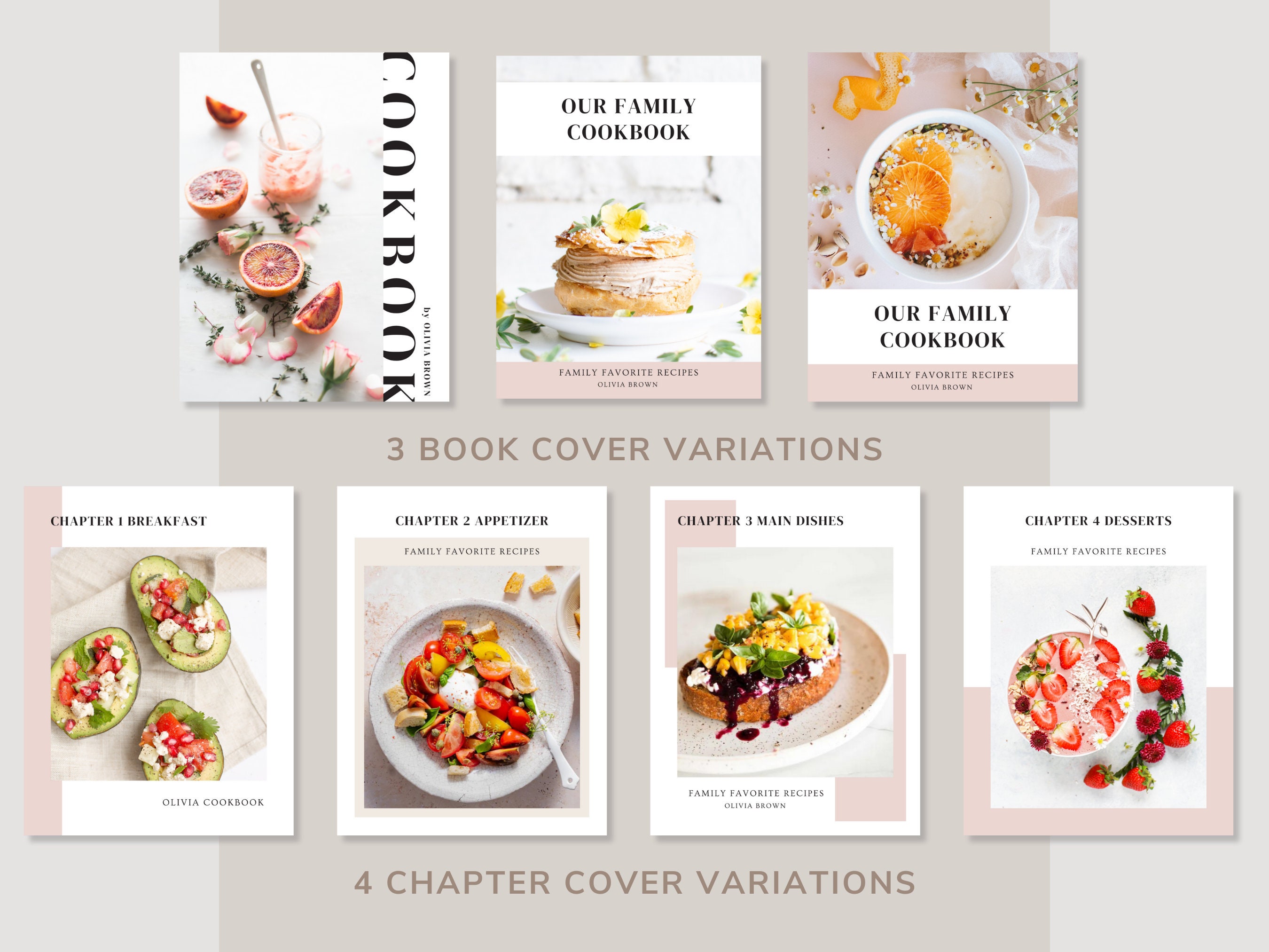 Cookbook Template, Recipe Book Template, Editable Canva Ebook, Recipe ...