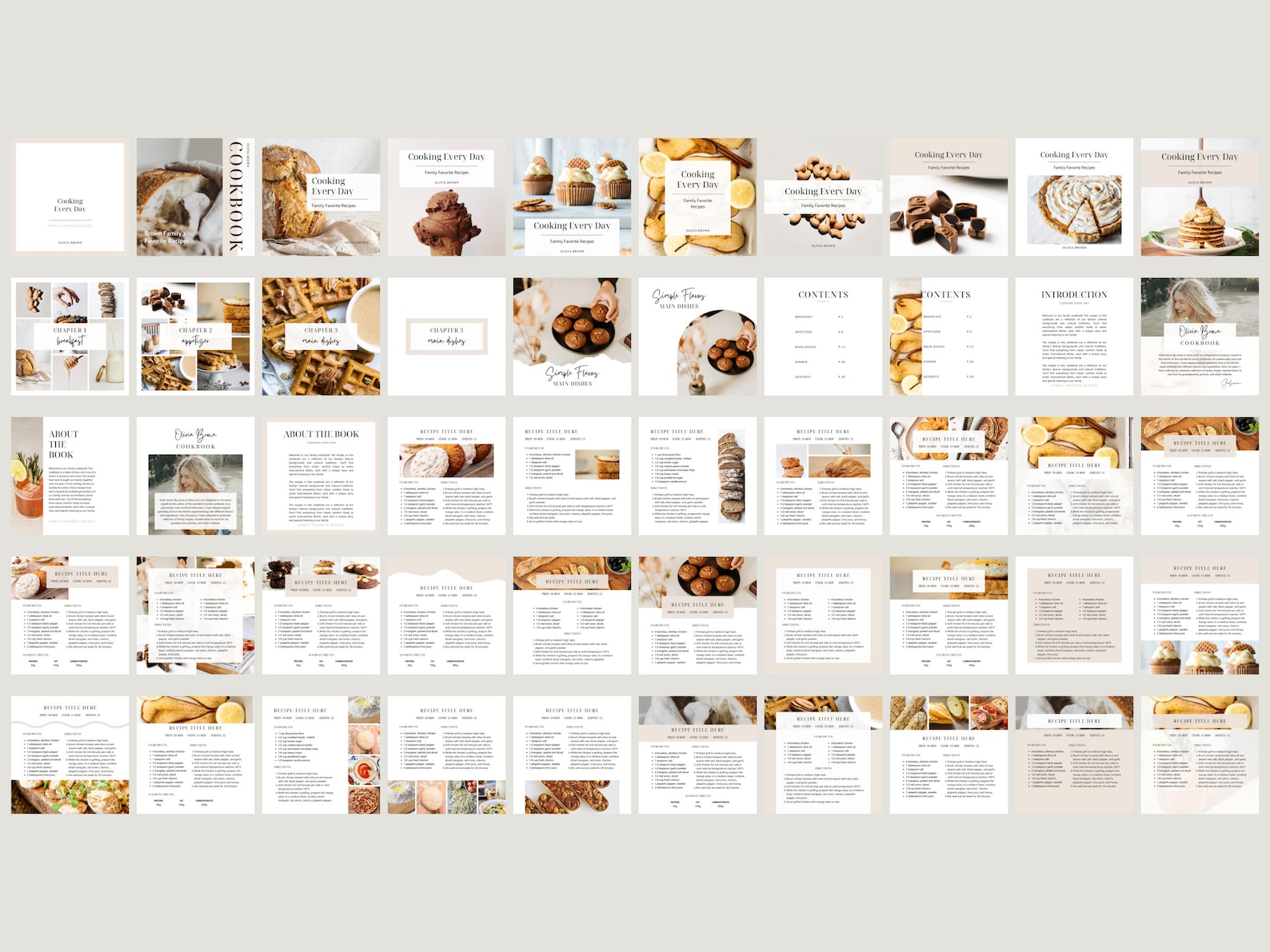 Cookbook Template for Canva, Editable Cookbook Pages, Family Recipes ...