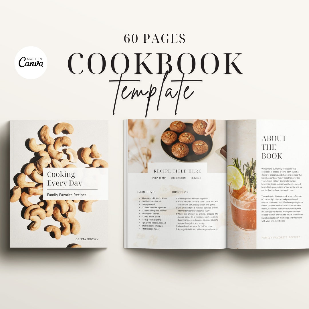 Cookbook Template, Editable Recipe Book Template, Printable Recipe ...