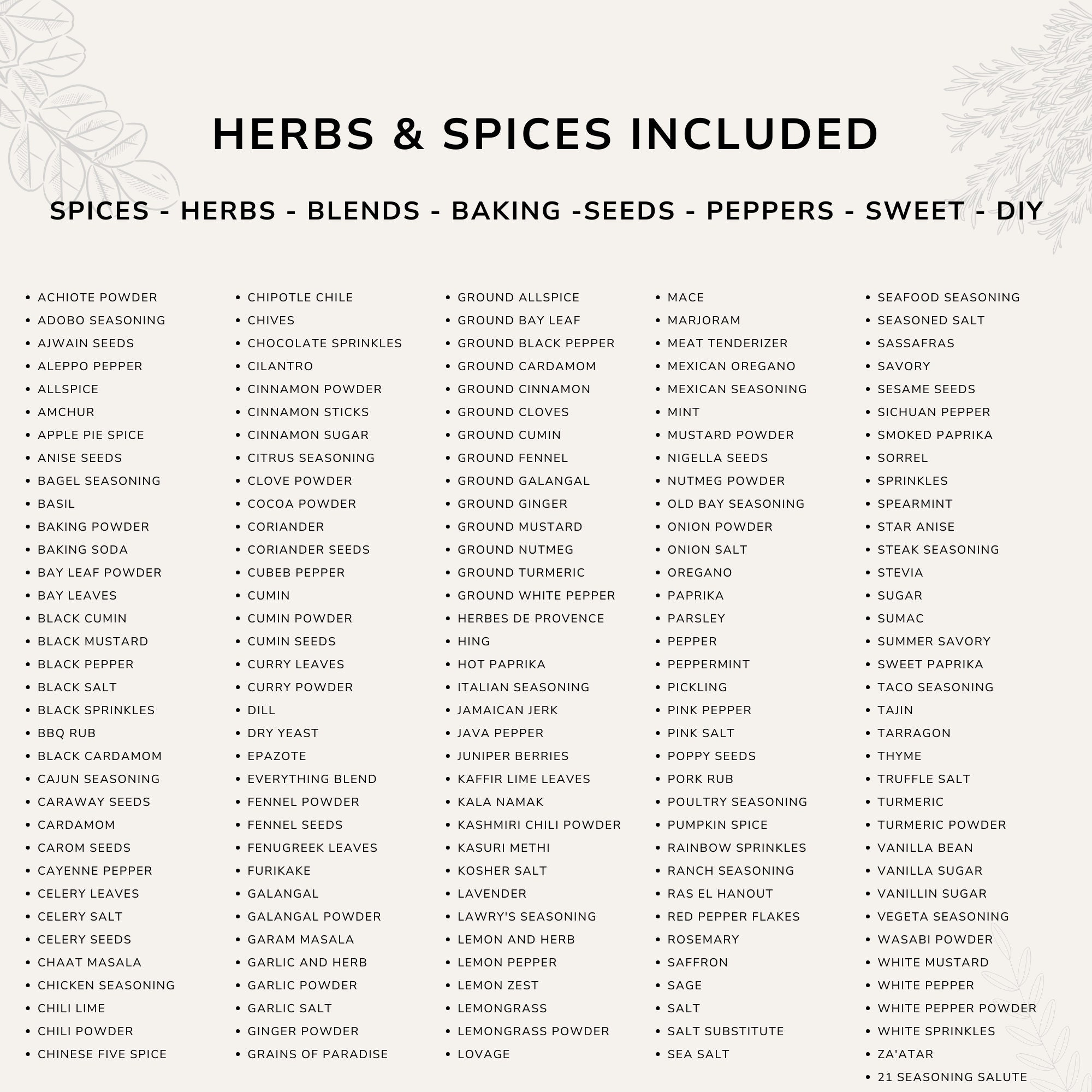 170 Spice Jar Labels Printable PDF, Modern Minimalist Spice Jar Label ...