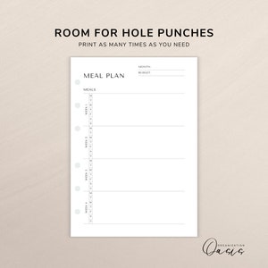 Monthly Meal Planner Printable Minimalist, 30 day Menu Planner, Monthly ...