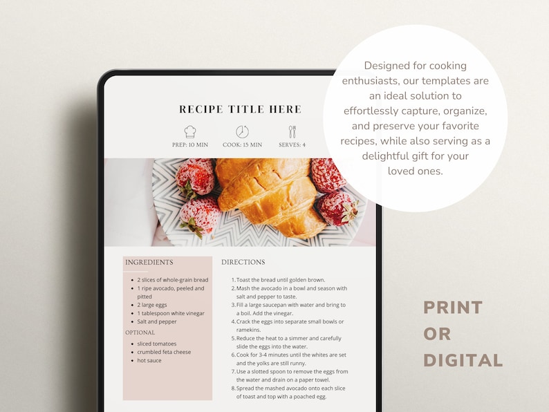 Cookbook Template, Recipe Book Template, Editable Canva Ebook, Recipe ...
