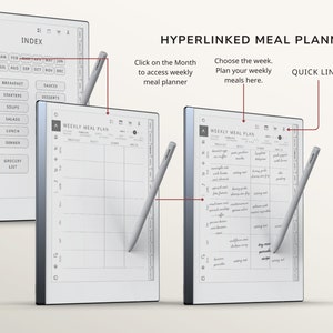 Remarkable 2 Templates Meal Planner Hyperlinked PDF, Instant Download ...