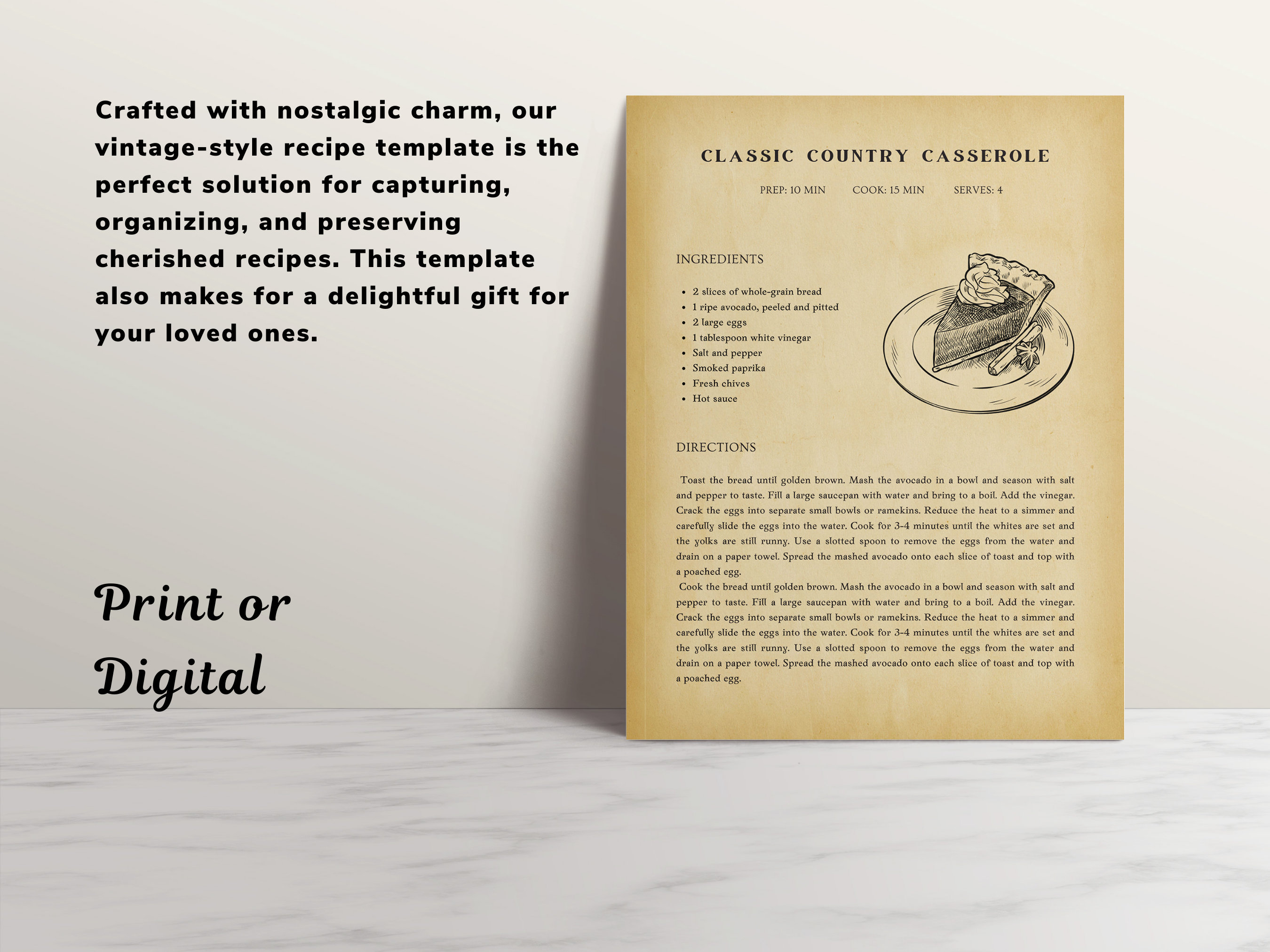 Vintage Recipe Template for Canva, Vintage Recipe Box, Printable Family ...