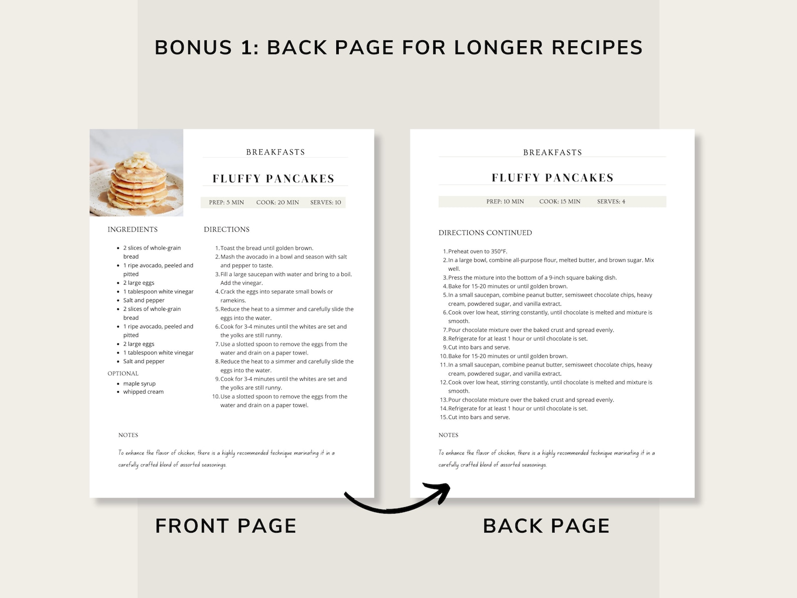 Modern Recipe Template for Canva, Printable Recipe Binder, Editable ...