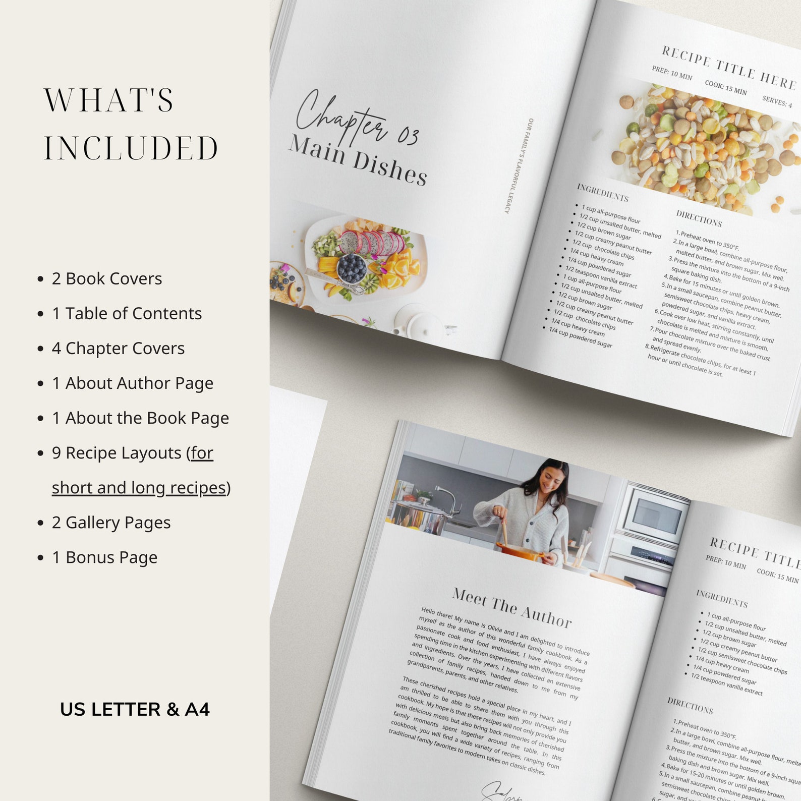 20 Page Mini Recipe Book Template, Editable Canva Cookbook template ...