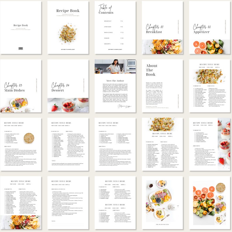 20 Page Mini Recipe Book Template, Editable Canva Cookbook template ...