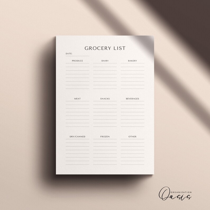 Grocery List Printable Template, Grocery Planner, Food Shopping List ...