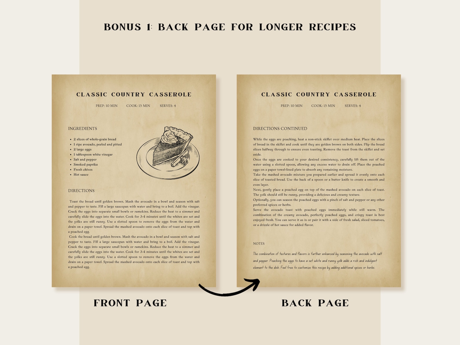 Vintage Recipe Template for Canva, Vintage Recipe Box, Printable Family ...