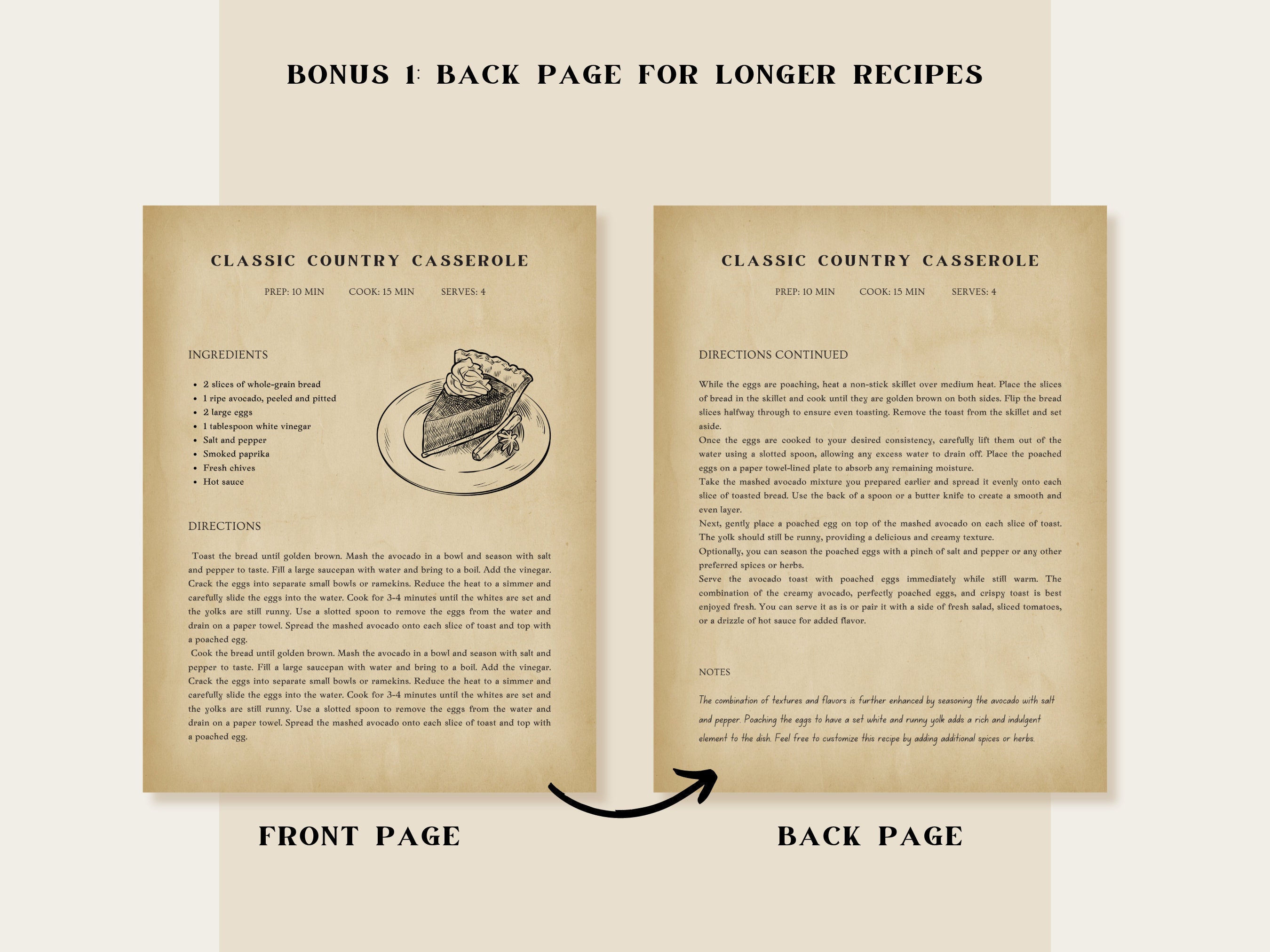 Vintage Recipe Template for Canva, Vintage Recipe Box, Printable Family ...