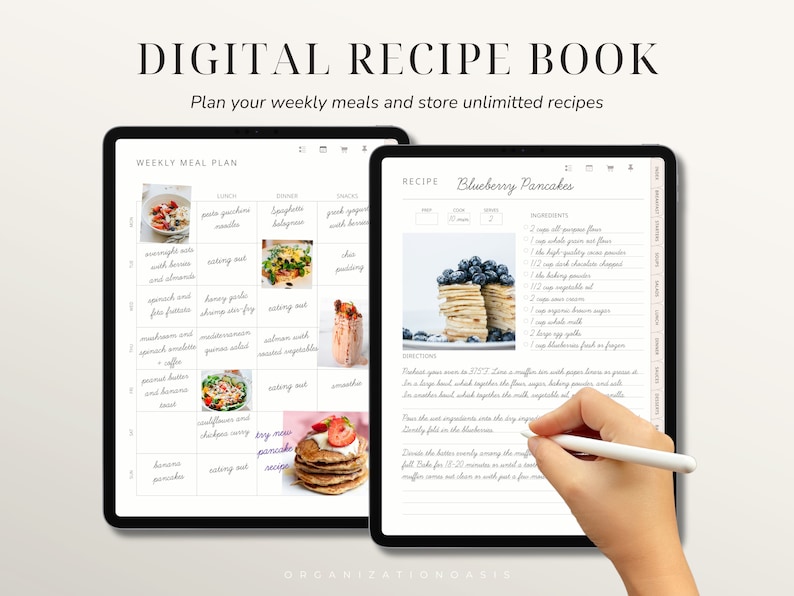 Digital Recipe Book for Goodnotes, Notability, Digital Meal Planner ...
