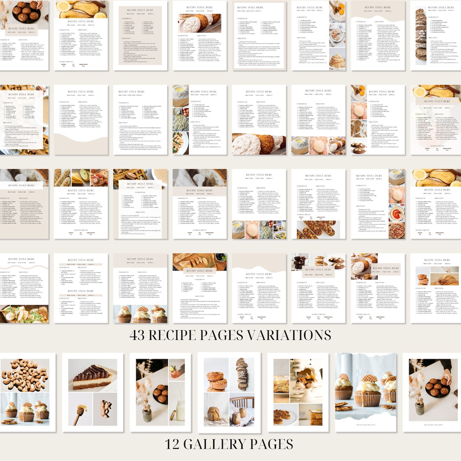 100 Page Cookbook Template, Recipe Book Template, Cook Book Template ...