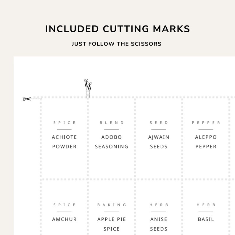 170 Spice Jar Labels Printable PDF, Modern Minimalist Spice Jar Label ...