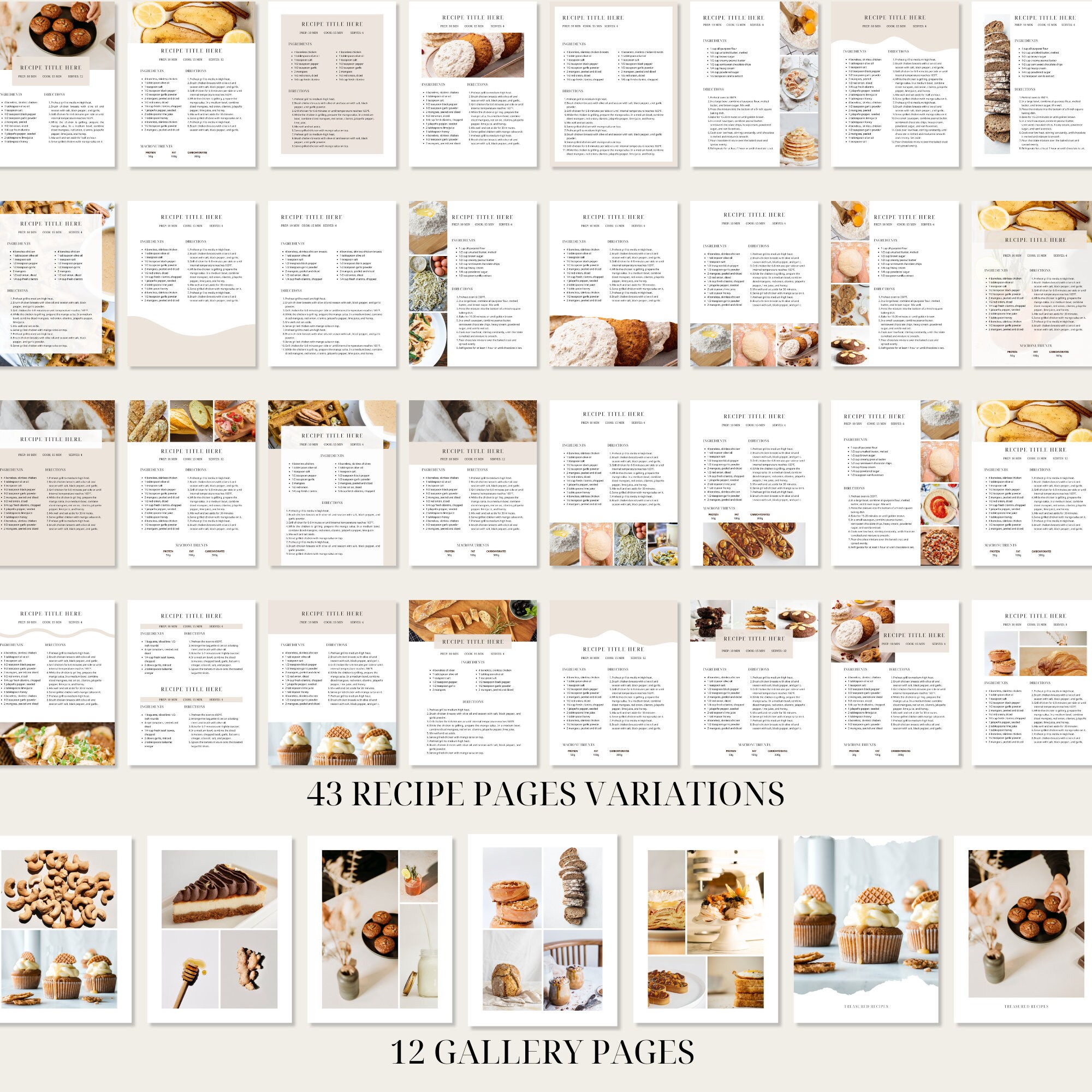 100 Page Cookbook Template, Recipe Book Template, Cook Book Template ...