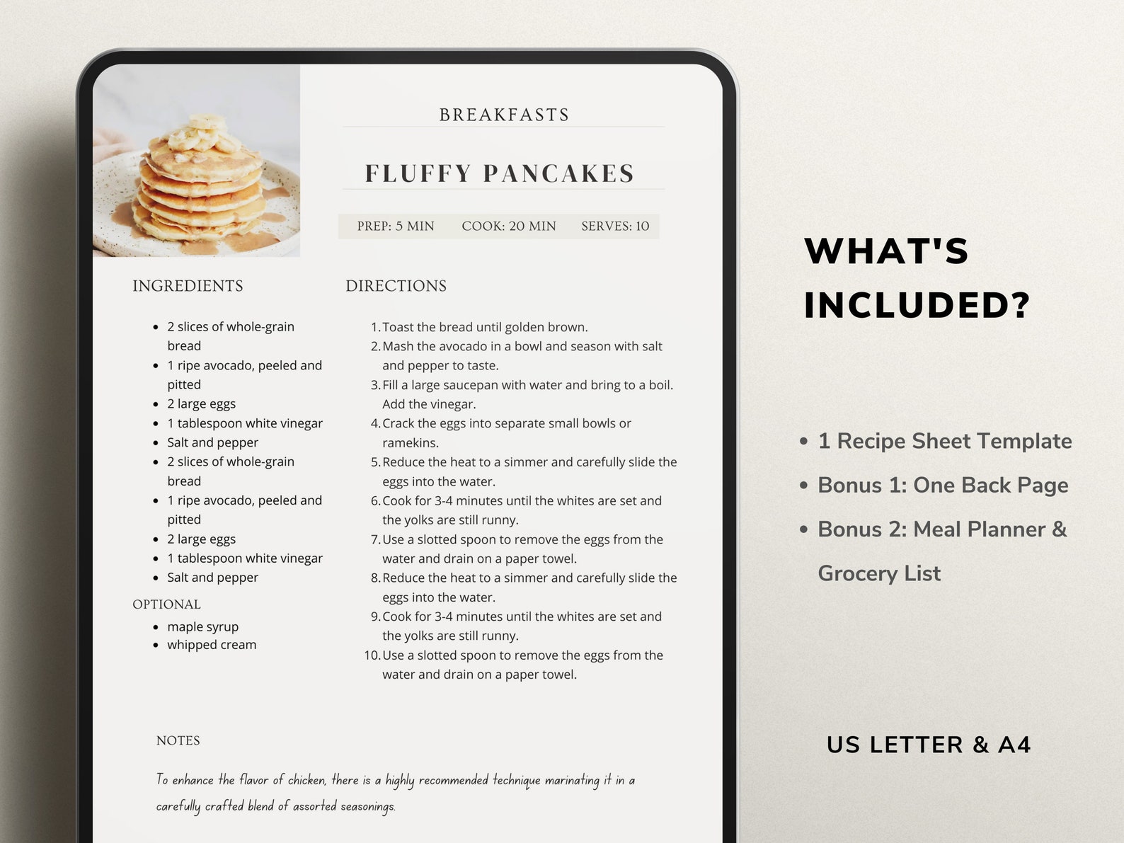 Modern Recipe Template for Canva, Printable Recipe Binder, Editable ...
