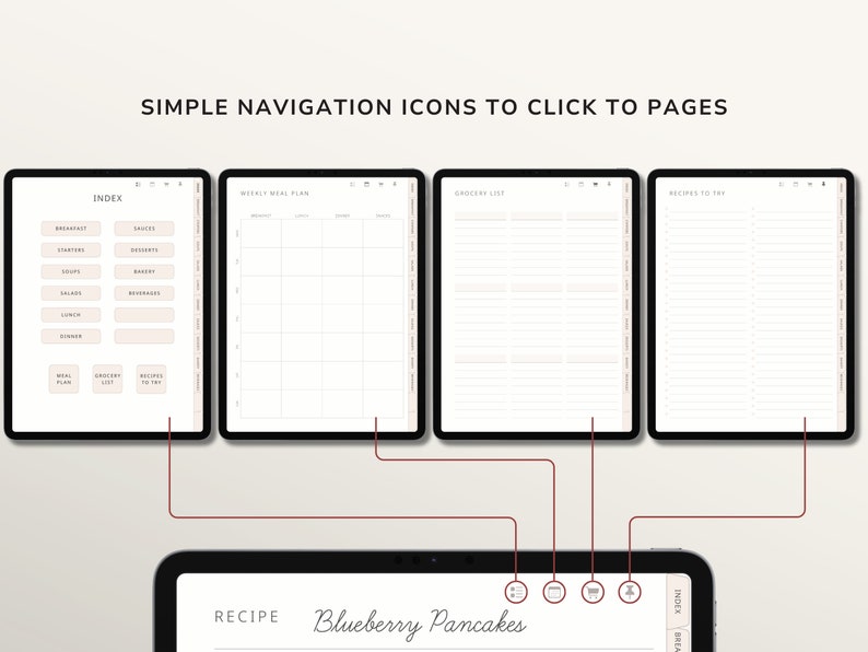 Digital Recipe Book for Goodnotes, Notability, Digital Meal Planner ...