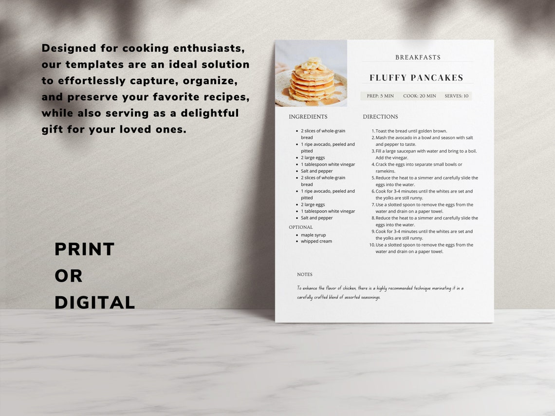 Modern Recipe Template for Canva, Printable Recipe Binder, Editable ...