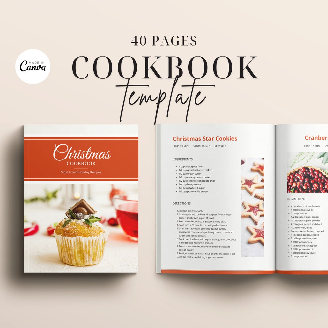 Editable Christmas Cookbook Template, Holiday Recipe Book Template ...