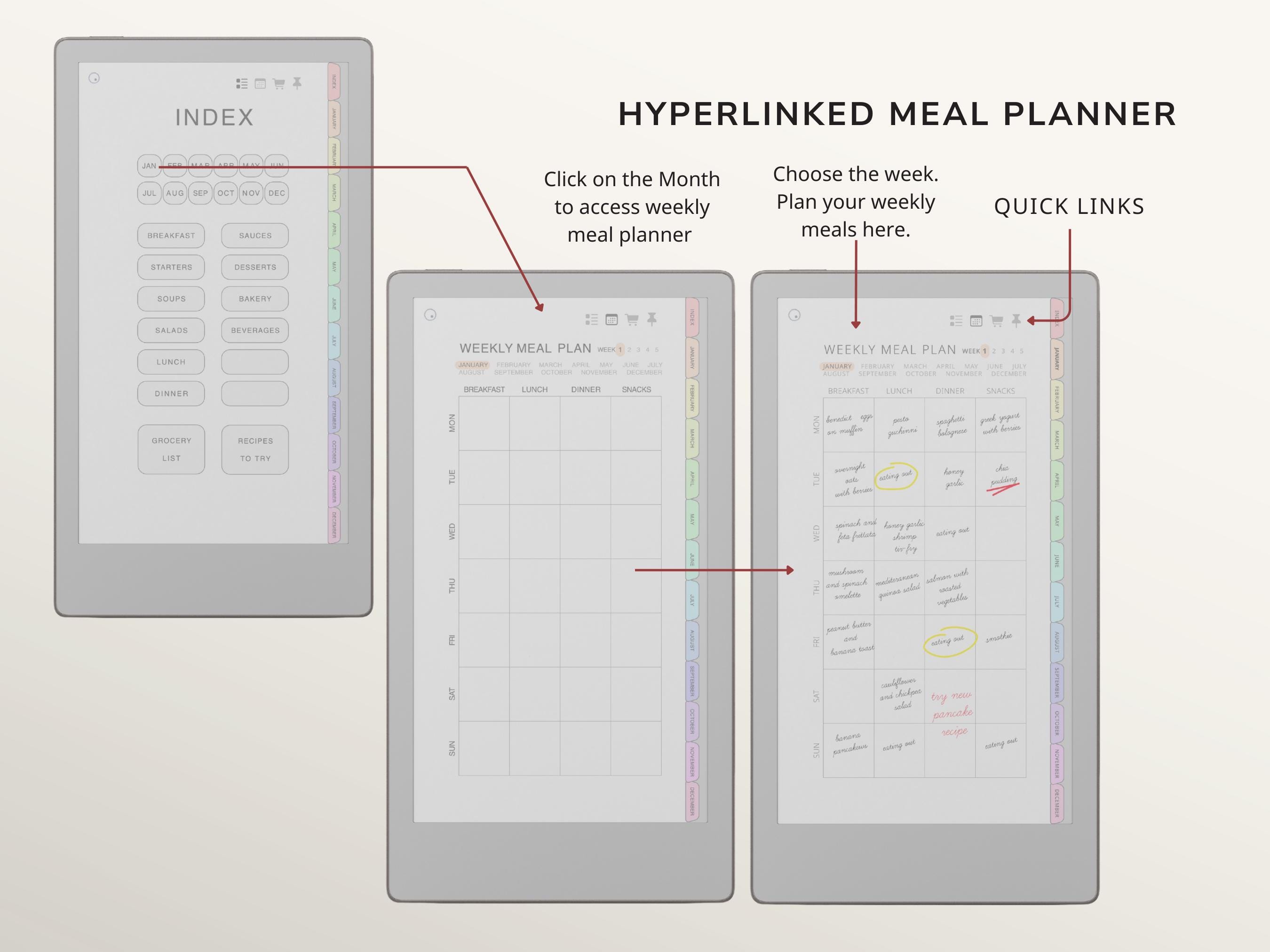 Remarkable Paper Pro Move Meal Planner Template With Hyperlinked ...