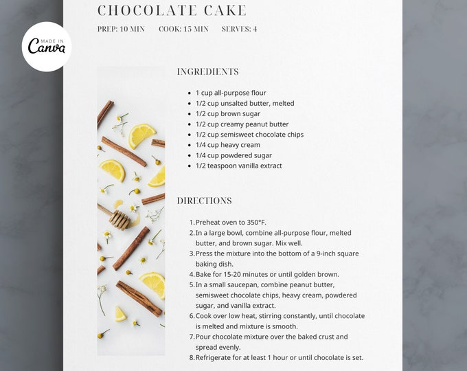 Recipe and Spec Templates for Restaurants, Editable Canva Templates, 13 ...