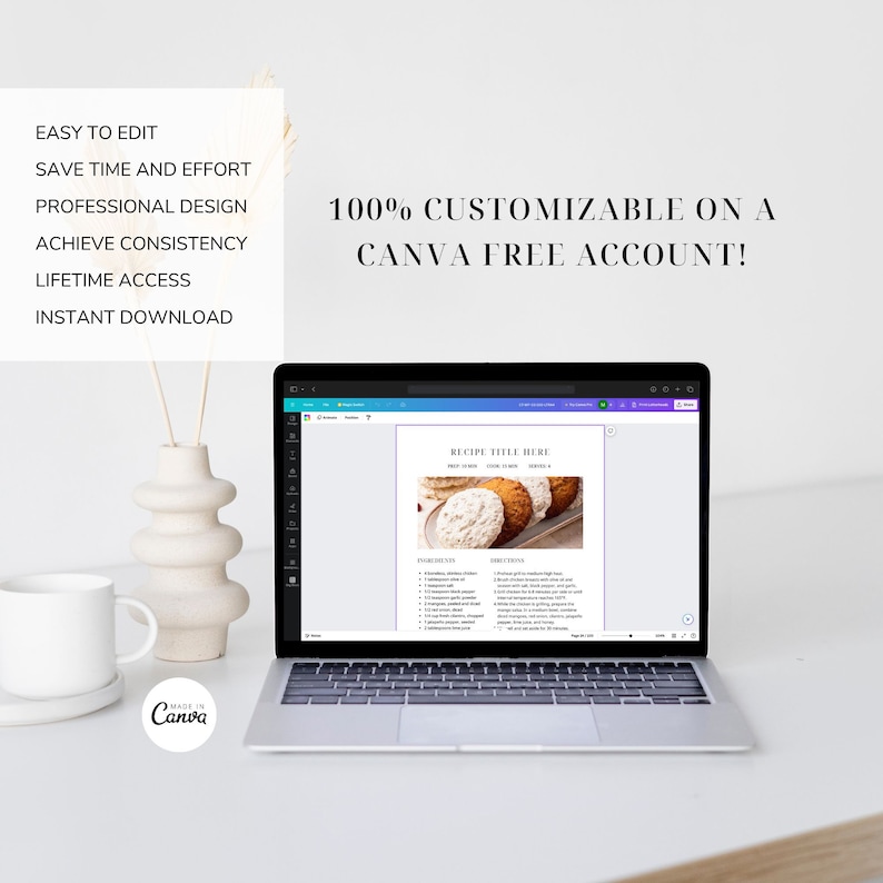 100 Page Cookbook Template, Recipe Book Template, Cook Book Template ...