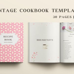 Cookbook Template Old Paper Retro Style, Vintage Recipe Book Template ...