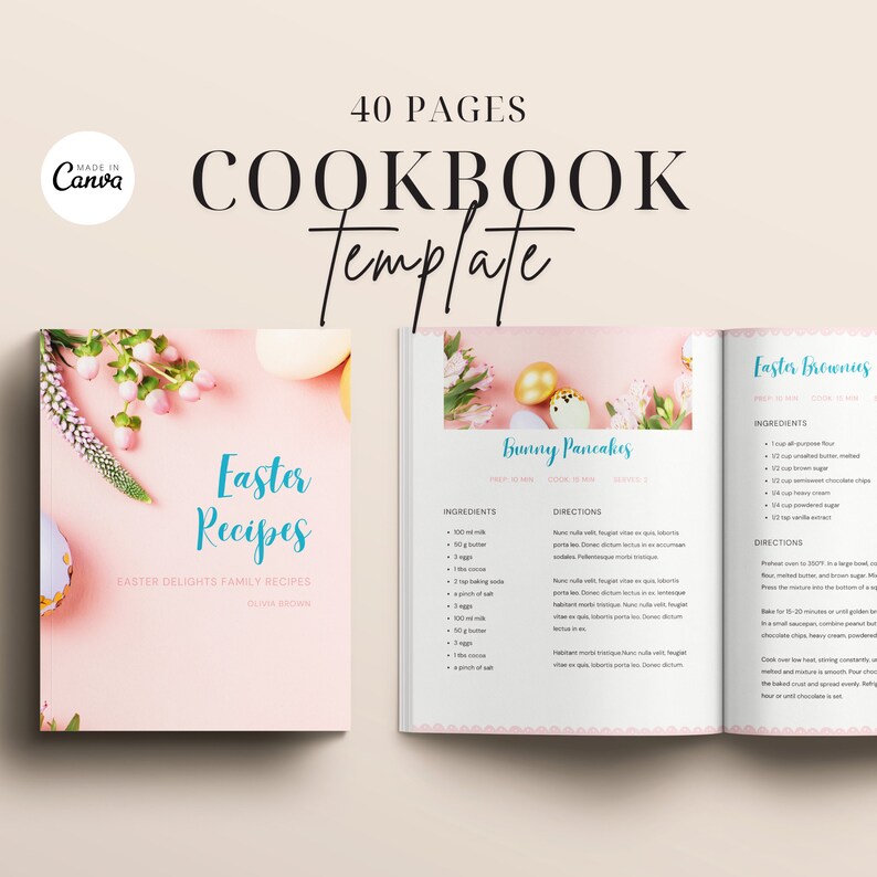 Easter Cookbook Template, Editable Recipe Book Template, Colorful ...