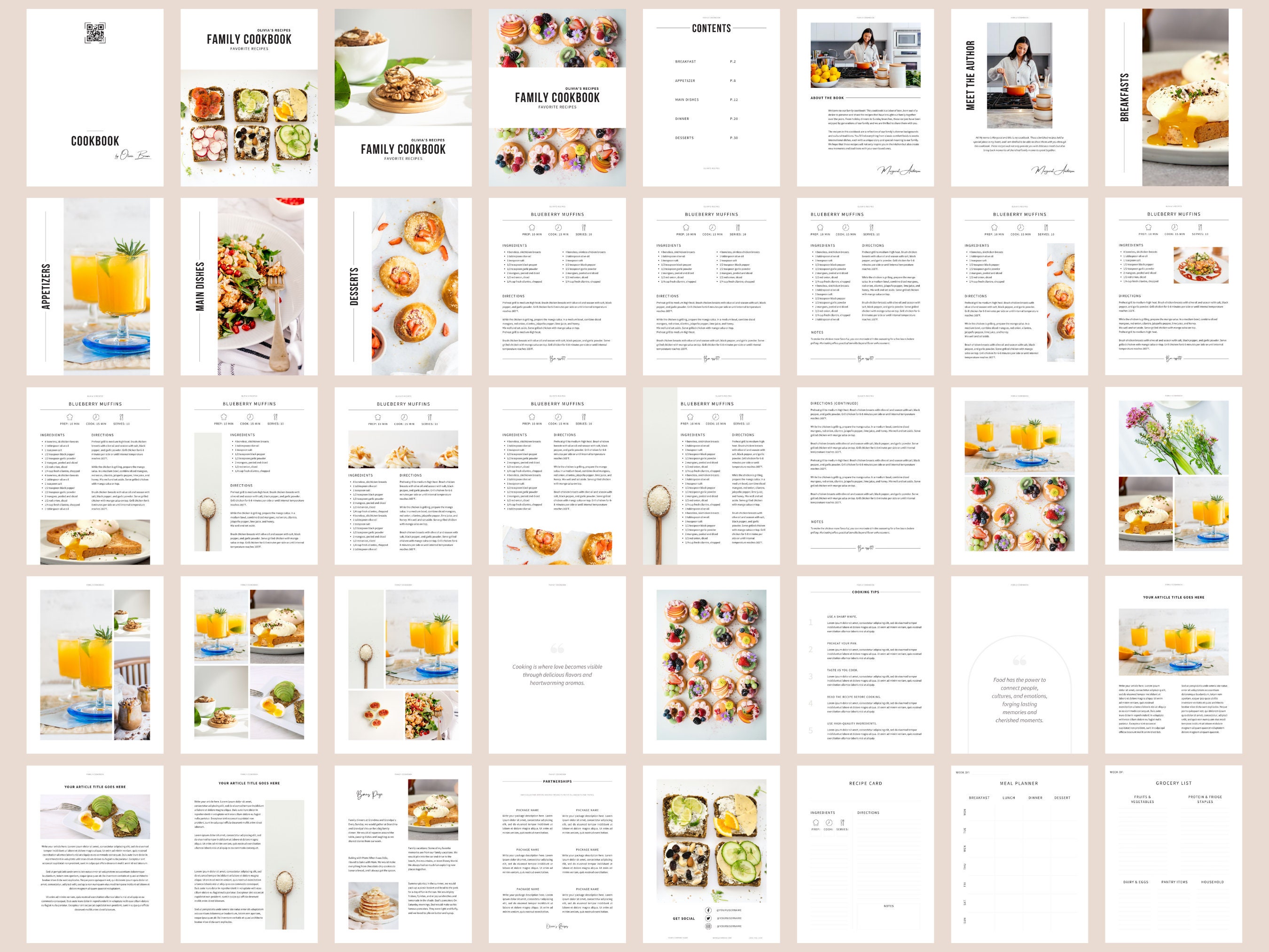 Editable Cookbook Template, Colorful Cookbook PDF Template, Family ...