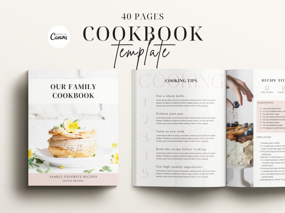 Cookbook Template, Recipe Book Template, Editable Canva Ebook, Recipe ...