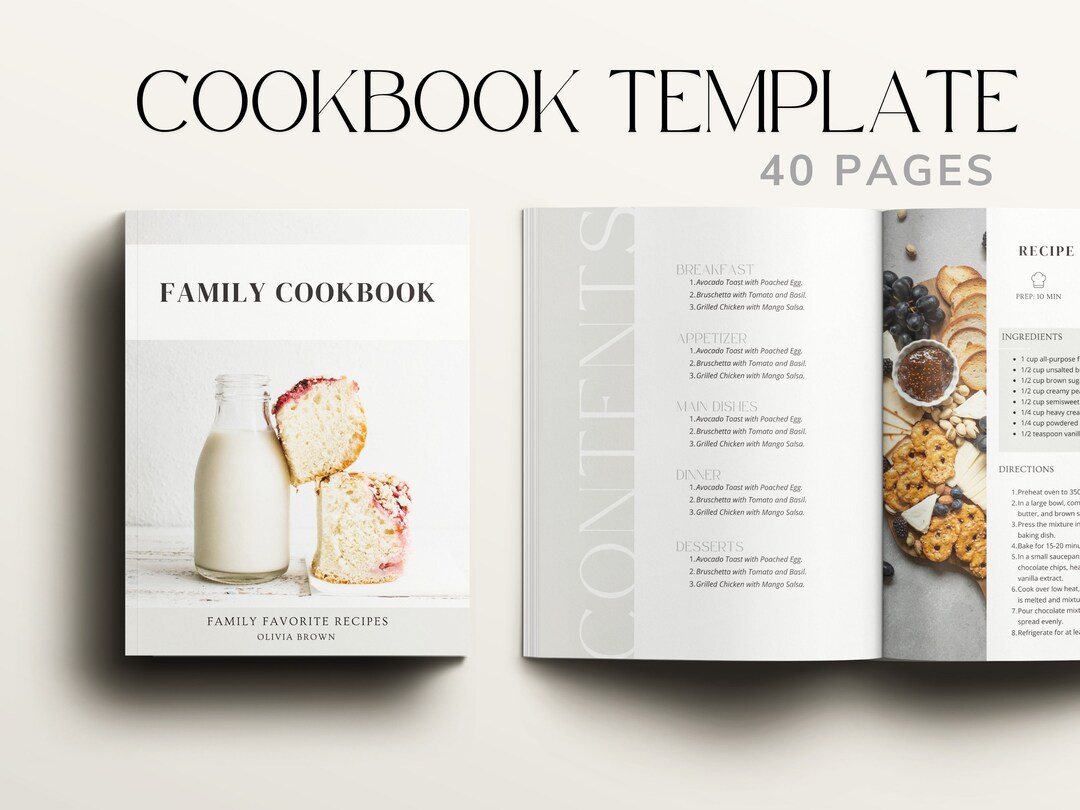 Cookbook Template Editable Recipe Book Template Recipe Page - Etsy