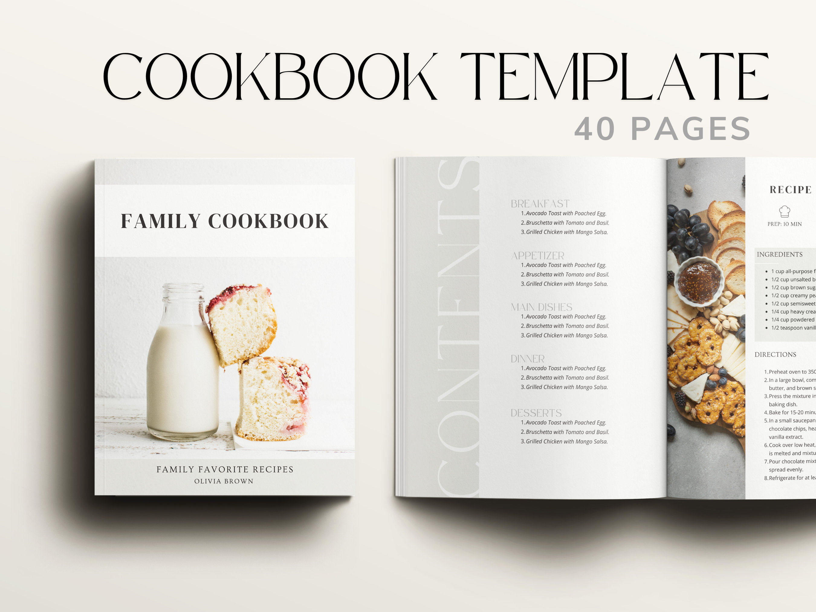 Cookbook Template, Editable Recipe Book Template, Recipe Page Template ...