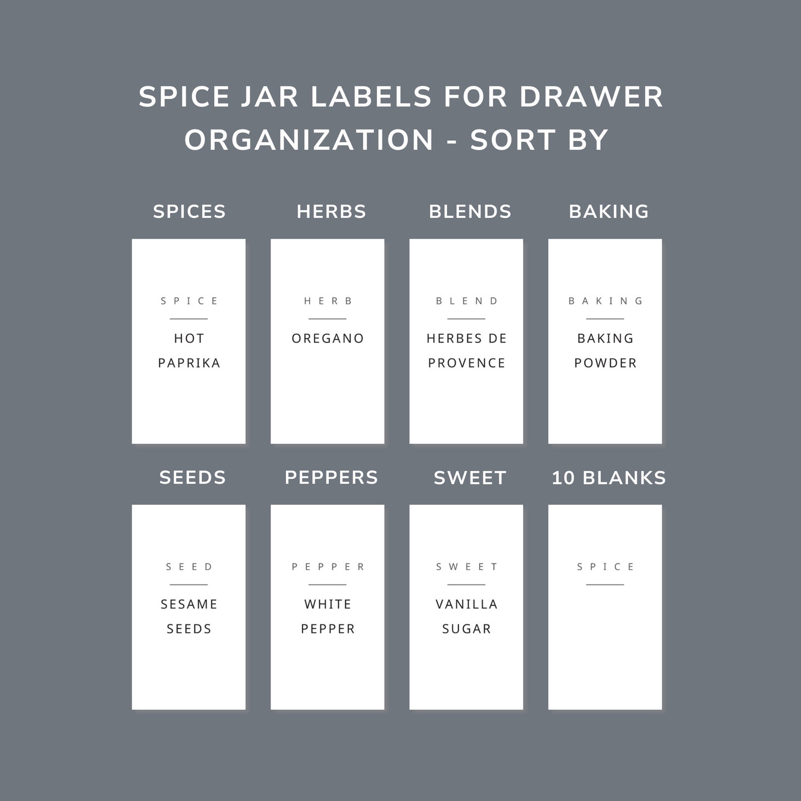 170 Spice Jar Labels Printable PDF, Modern Minimalist Spice Jar Label ...